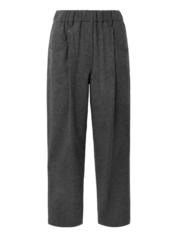 Brunello Cucinelli Cropped Pleated Virgin Wool And Cashmere-blend Trousers - Gray