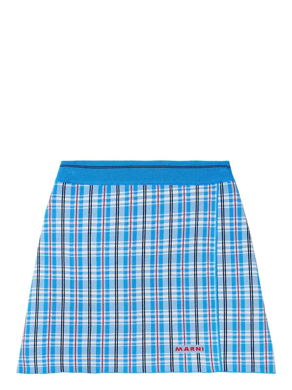 Marni Checked Stretch-knit Mini Skirt - Blue