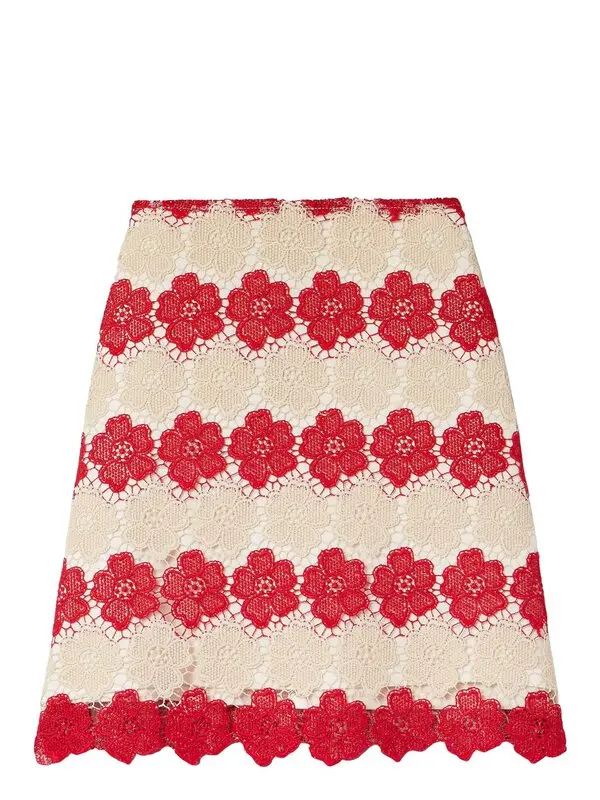 Miguelina Koa Guipure Lace Mini Skirt - Red