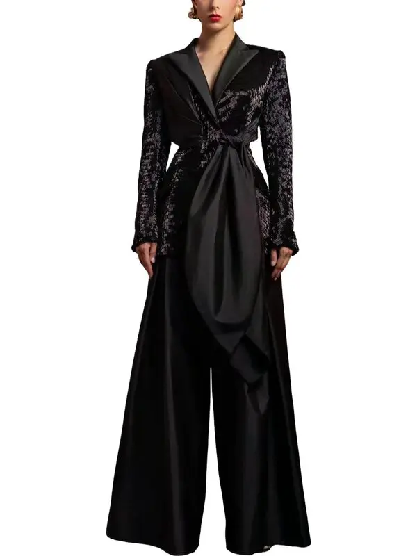 GABY CHARBACHY Sequin-embellished Wide-leg Suit - Black