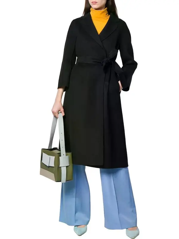 Max Mara Belted Wool Duster Coat - Black