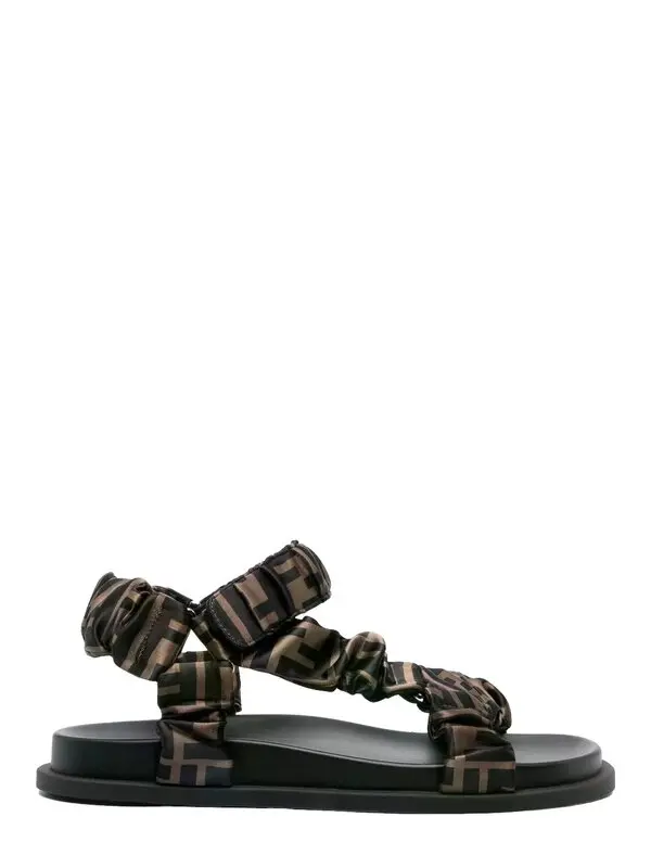 Fendi Ff-logo Print Flat Sandals - Neutrals