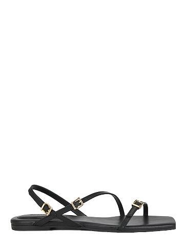 Simkhai Carey Leather Strappy Flat Sandal - Black