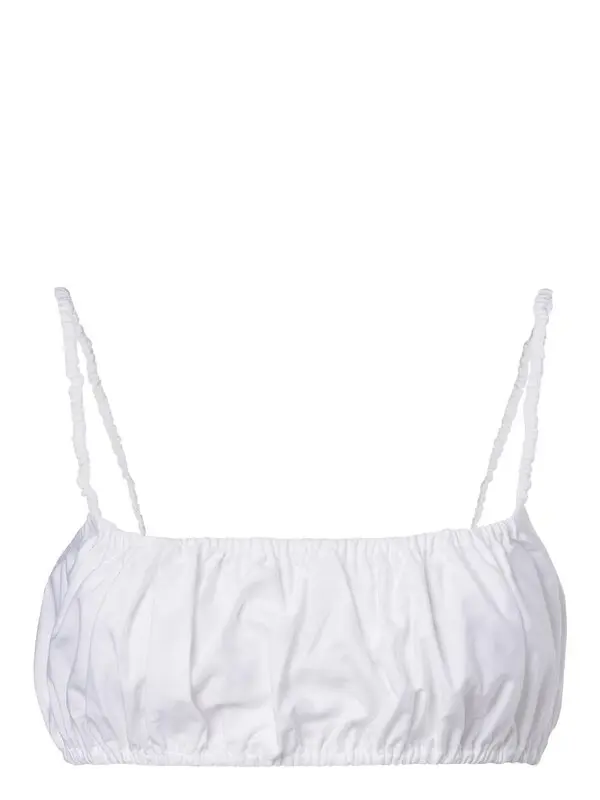 Alaïa Ruched Cotton Bra Top - White