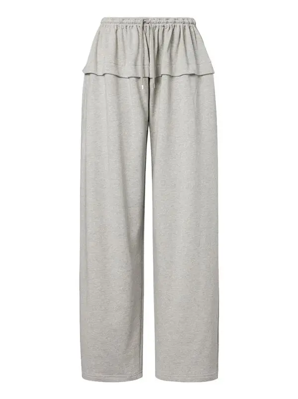 Alaïa Ruffled Cotton-blend Track Pants - Grey