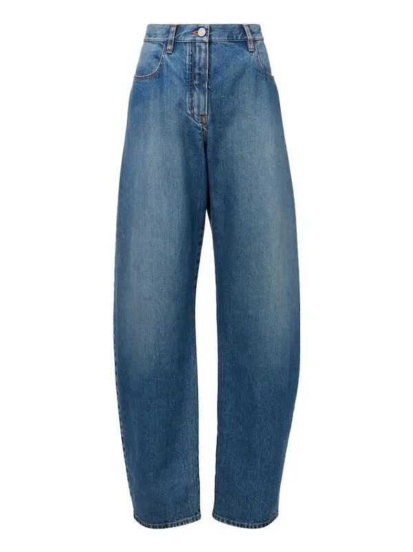 Alaïa High-rise Barrel-leg Jeans In Bleu Mineral - Blue