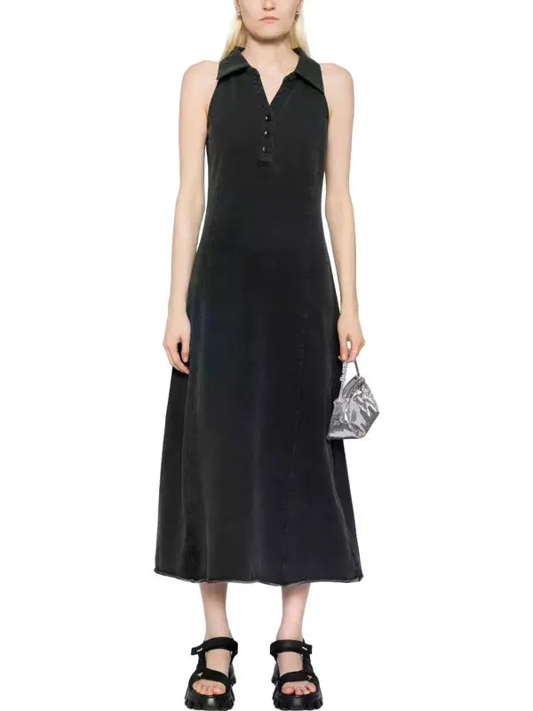 B+AB Sleeveless Midi Dress With Button Fastening And Polo Collar - Grey