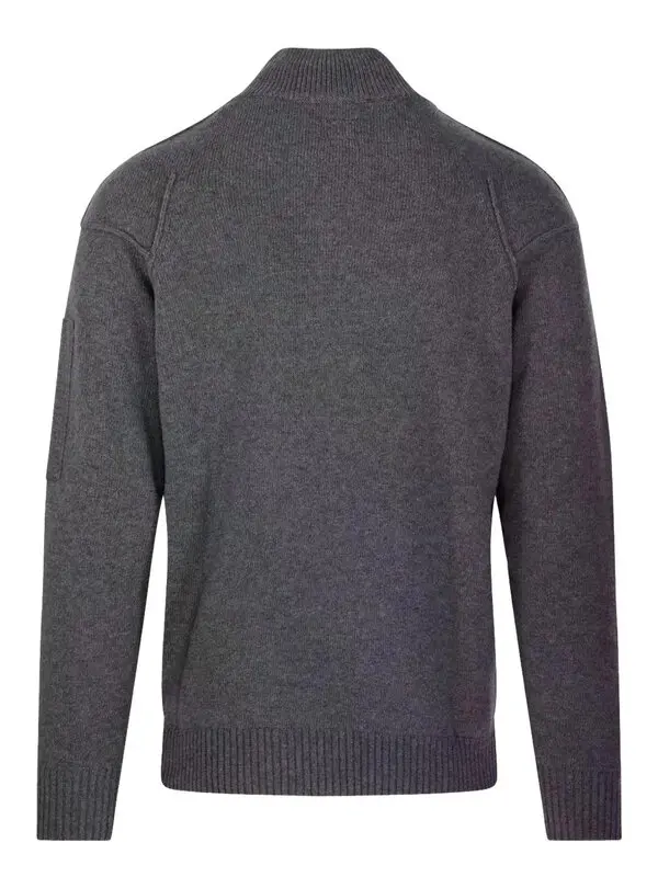 C.P. COMPANY Half-zip Ribbed Sweater With High Neck And Pocket Detail - Grey