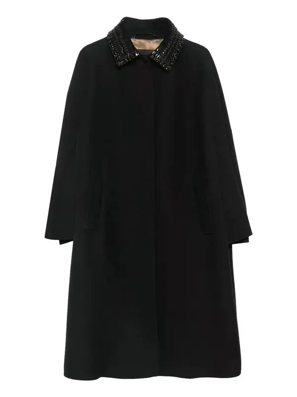 Max Mara Faraday Coat With Embellished Collar - Black