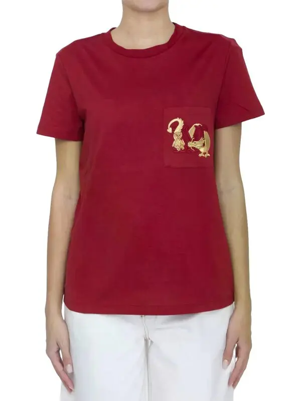 Max Mara Elmo T-shirt With Embroidered Logo - Red