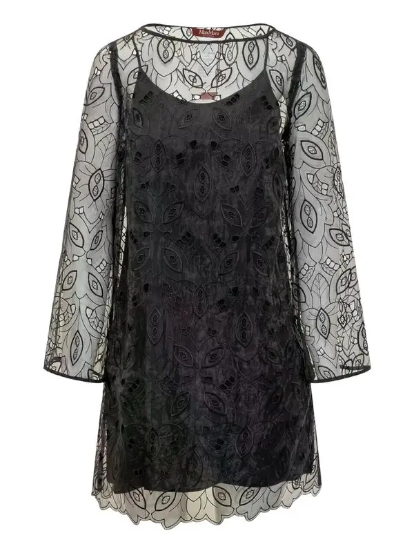 Max Mara Embroidered Mini Dress - Black