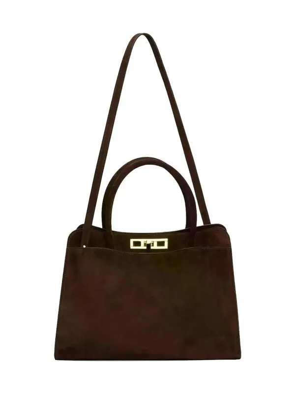 Fabiana Filippi Suede Tote Bag With Clasp Fastening - Brown