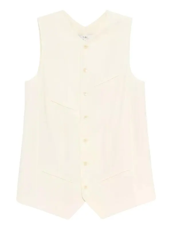 Tibi Ivory Tropical Easy Vest - Neutrals