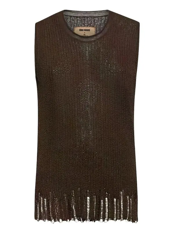 UMA WANG Ribbed Sleeveless Top - Brown