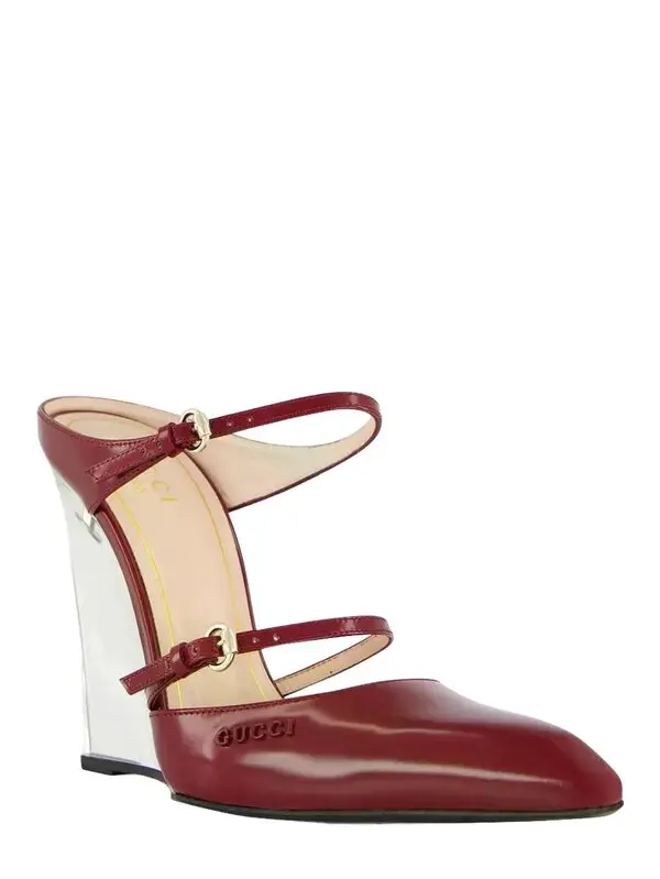 Gucci Buckle-detail Wedge Mules - Red