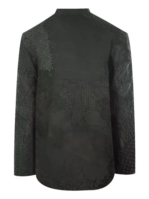 By Walid Crochet-textured Zip-front Coat - Blue
