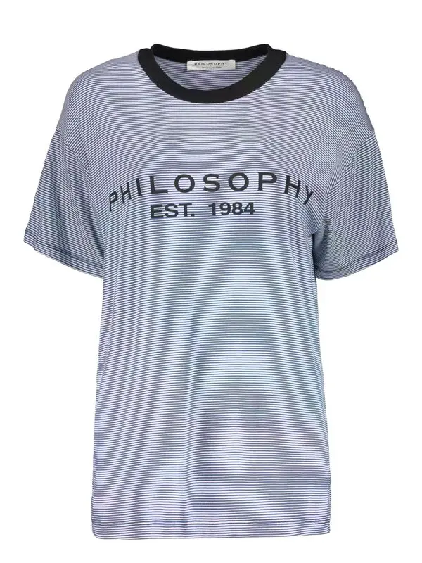 Philosophy Di Lorenzo Serafini Striped Embroidered Logo T-shirt - Blue