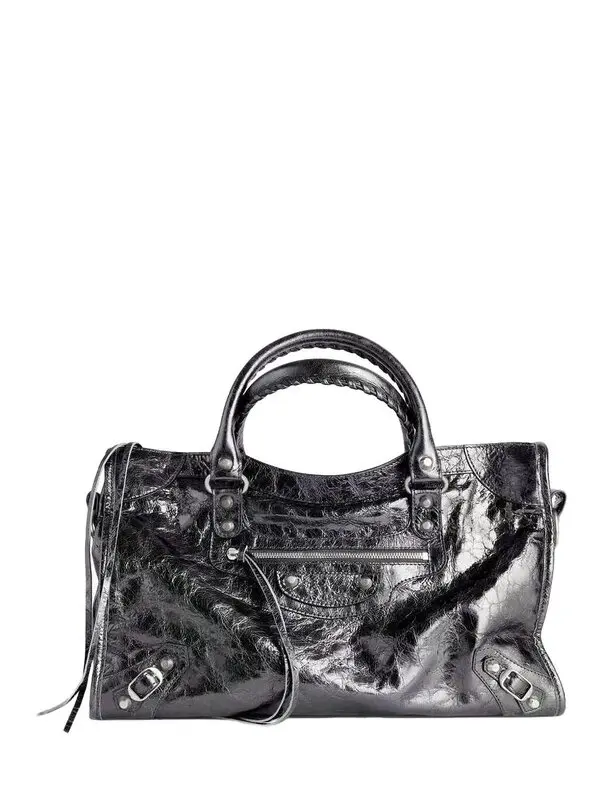 Balenciaga Neo Cagole Leather Shoulder Bag - Grey