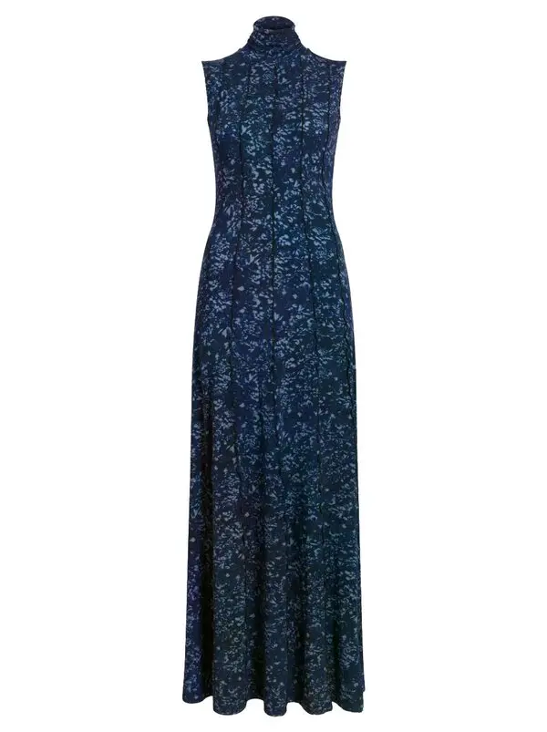 Proenza Schouler White Label High-neck Sleeveless Floral Dress - Blue