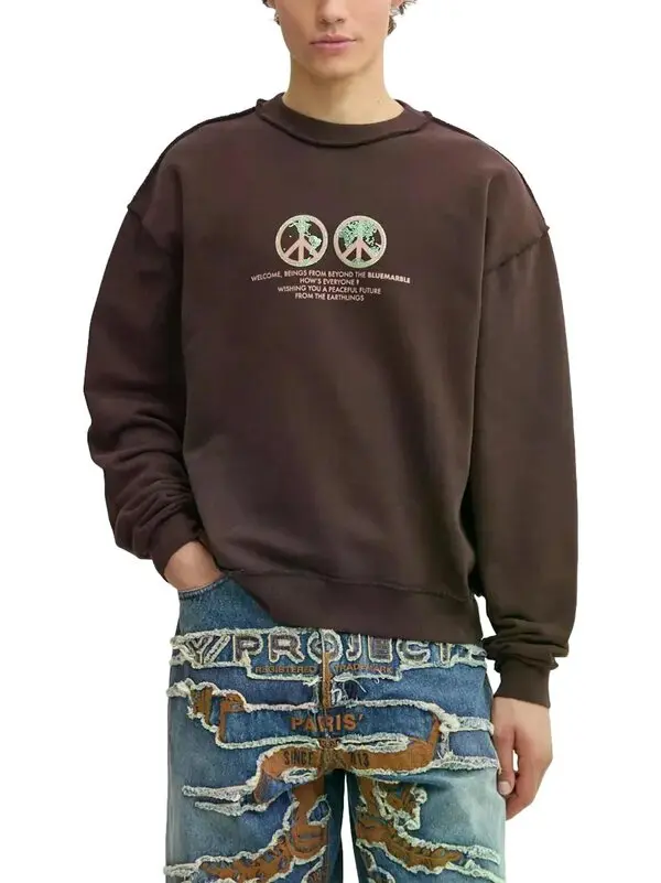 BLUEMARBLE Peace-globe Print Sweatshirt - Brown