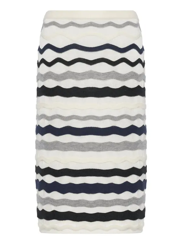 Bottega Veneta Wavy Knit Cotton-blend Midi Skirt - Grey