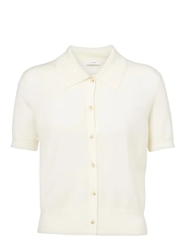 Vince Wool-blend Short-sleeved Top - White
