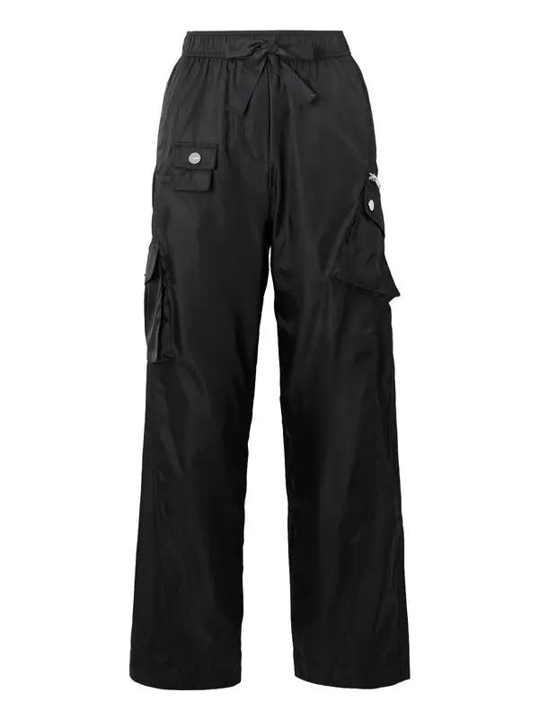GANNI Duchesse-satin Cargo Trousers - Black