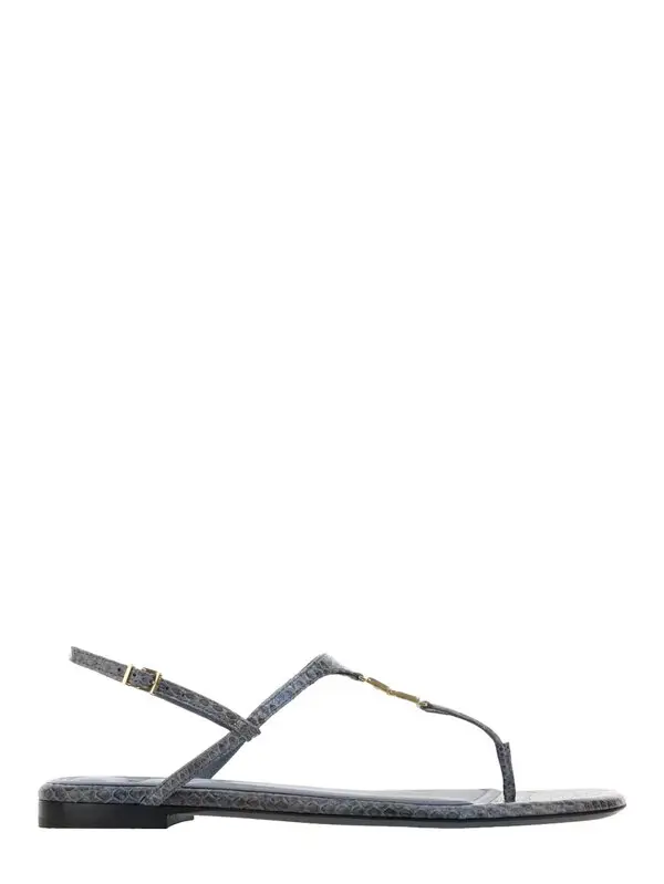 Fendi Ffold Leather Logo Sandals - Blue