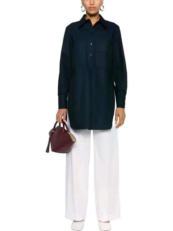 MODES Side-slit Poplin Shirt - Blue