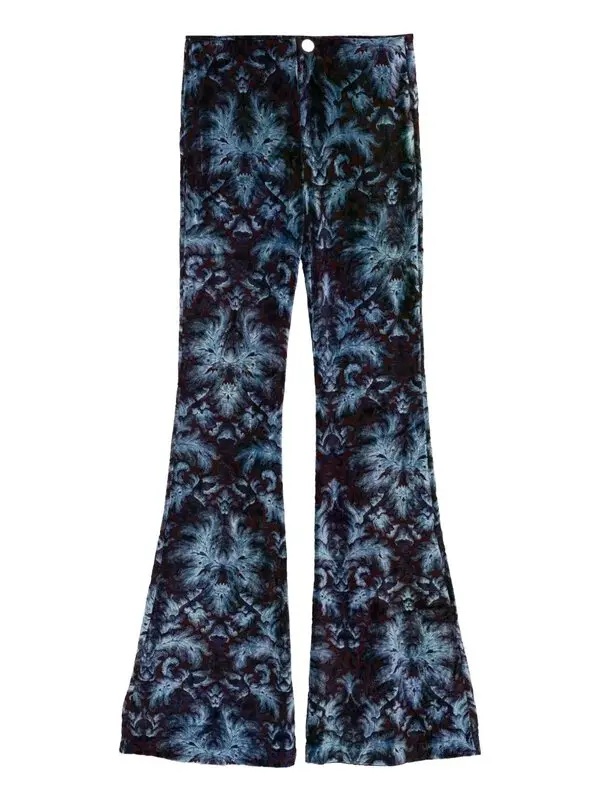 Etro Abstract Pattern High Waist Flared Trousers - Blue