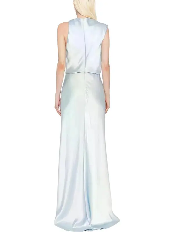 Amsale Satin Draped Maxi Dress - Blue
