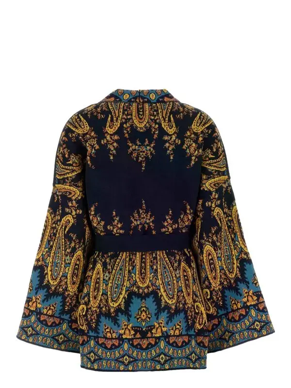 Etro Paisley-patterned Belted Cape - Black