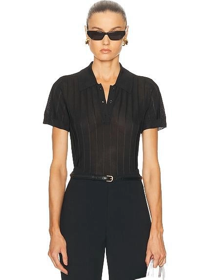 FRAME The Ribbed Polo - Black