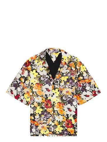 Bottega Veneta Floral Printed Leather Short Sleeve Shirt - Multicolor