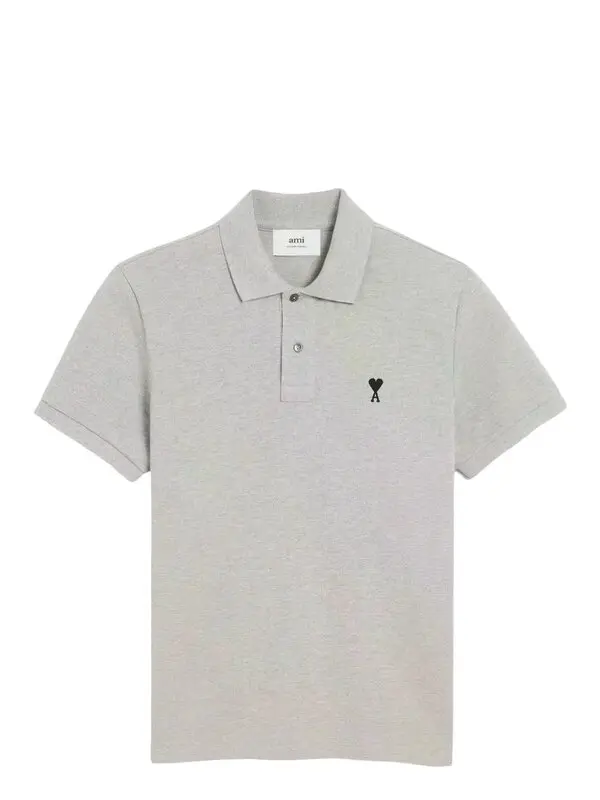 AMI Paris De Coeur Cotton Polo Shirt - Grey