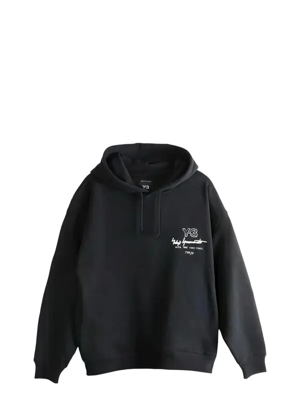 Y3 Graphic Print Hoodie - Black