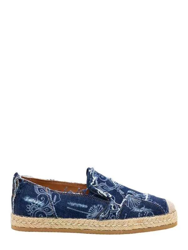 Hogan Denim Floral Print Espadrilles - Blue