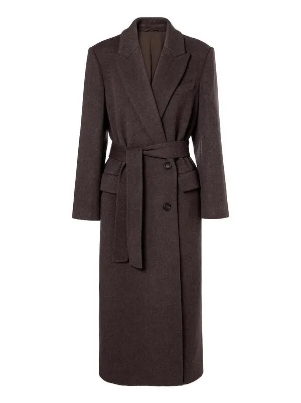 Brunello Cucinelli Wool And Cashmere Wrap Coat - Brown