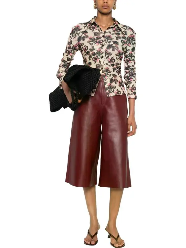 Nanushka Floral-print Long-sleeved Shirt - Neutrals