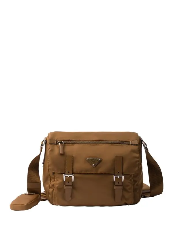 Prada Re-nylon Cross-body Bag With Saffiano Leather Trims - Brown