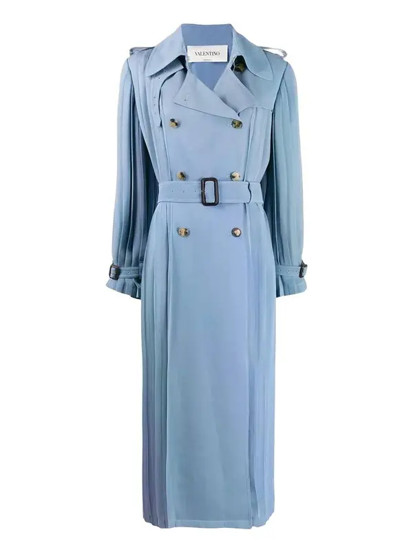 Valentino Garavani Pleated Trench Coat - Blue