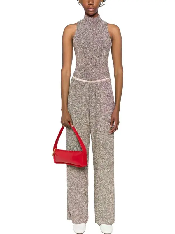 FORTE_FORTE Metallic High Neck Sleeveless Top - Silver