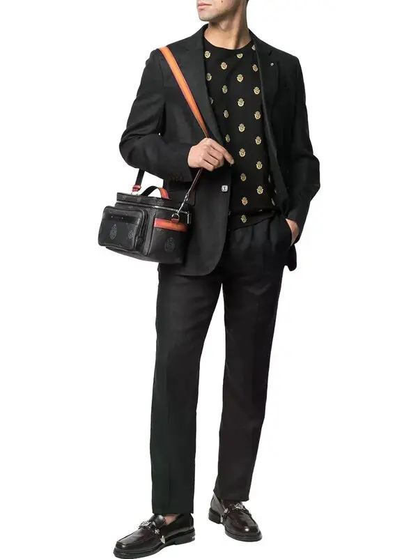 BILLIONAIRE Embroidered Crest Tailored Trousers - Black