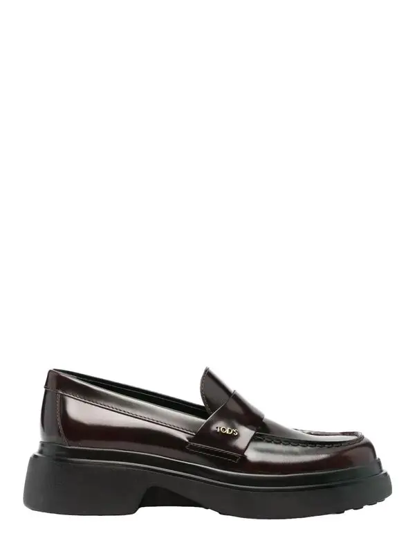 TOD'S Logo-plaque Chunky-sole Loafers - Red