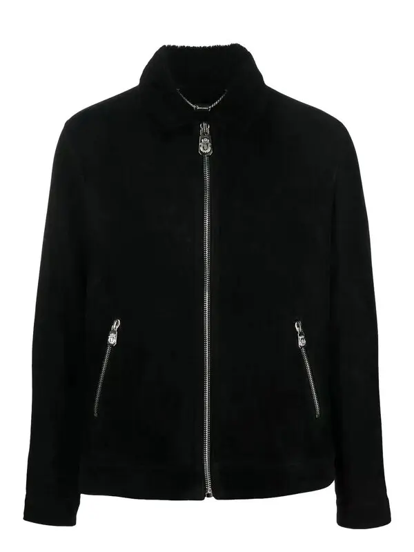 BILLIONAIRE Aviator Zip-up Bomber Jacket - Black