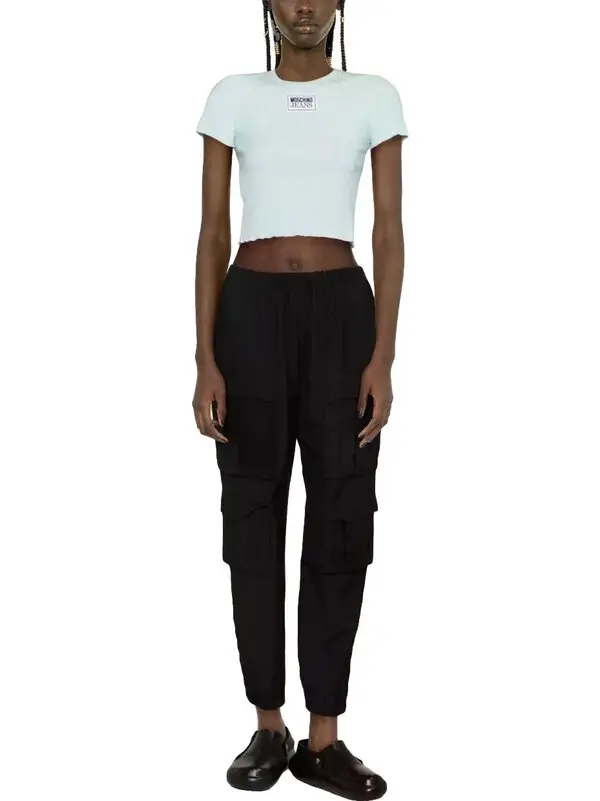 Moschino Logo-appliqué Cropped T-shirt - Blue