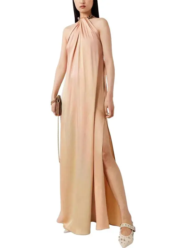 Stella McCartney Halterneck Gown With Chain Detail - Neutrals