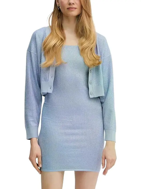 Guess Embellished Cropped Cardigan - Blue