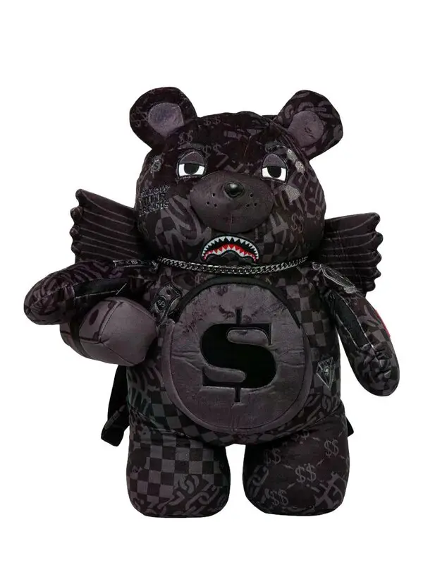 SPRAYGROUND 4am Money Wing Bear Check-pattern Backpack - Black