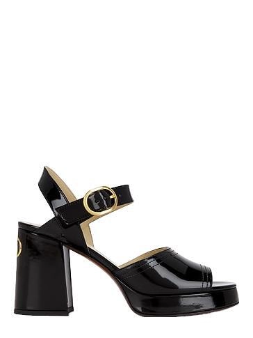 Valentino Garavani Fawcette Patent Leather Platform Sandals - Nero